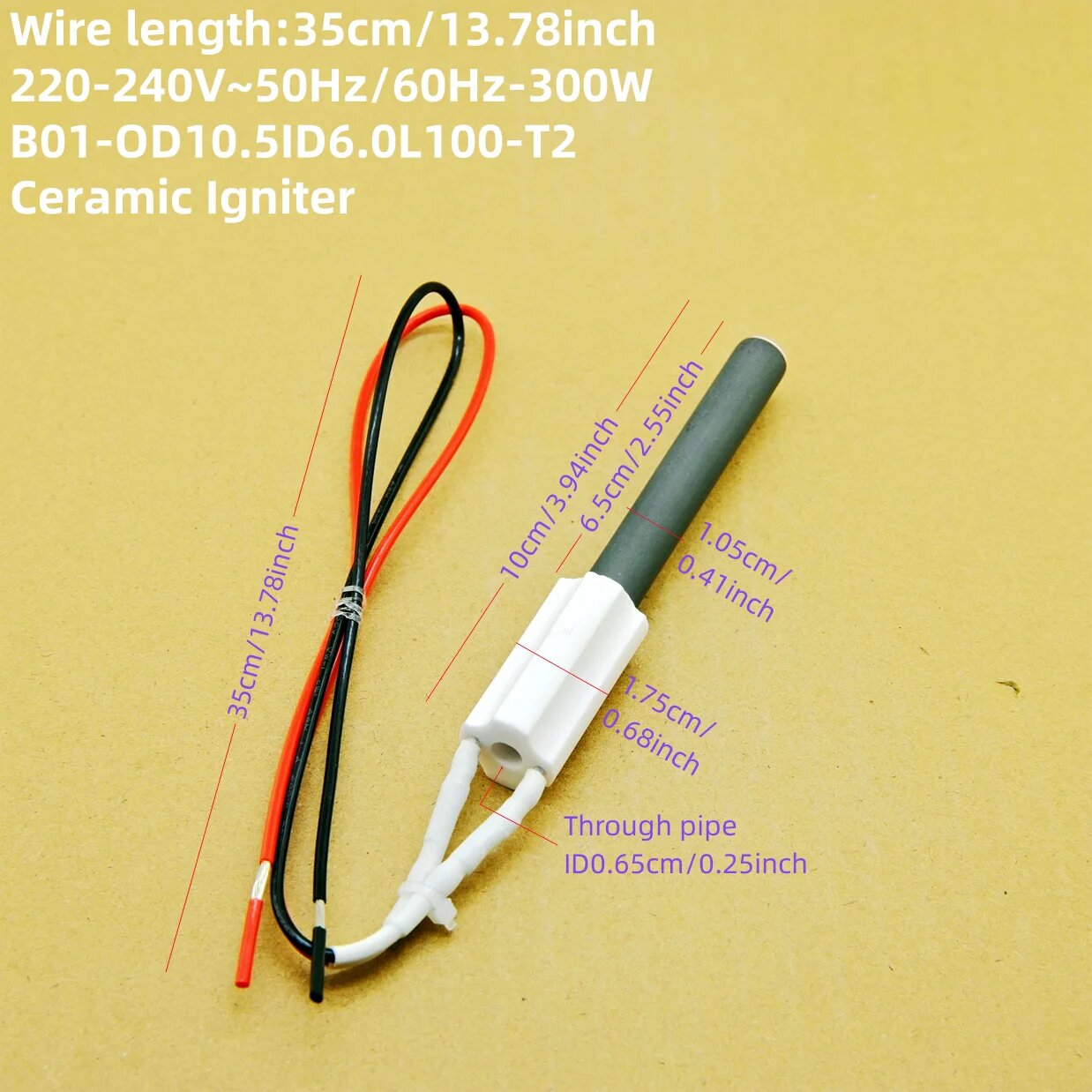 Керамический воспламенитель для печи на пеллетах MCH B01L10T230V300W WL13