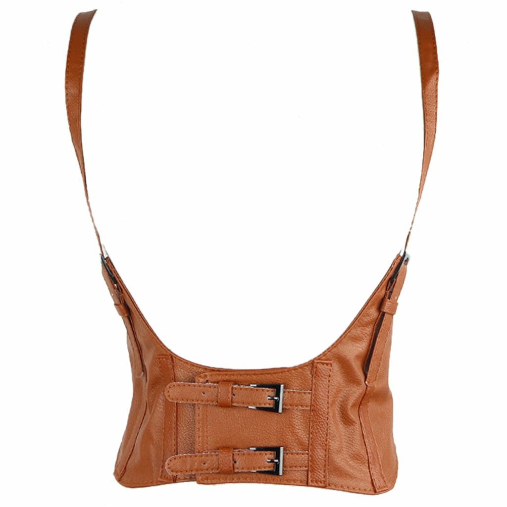 Женский корсет из искусственной кожи под грудью, укороченный топ с регулируемой двойной пряжкой