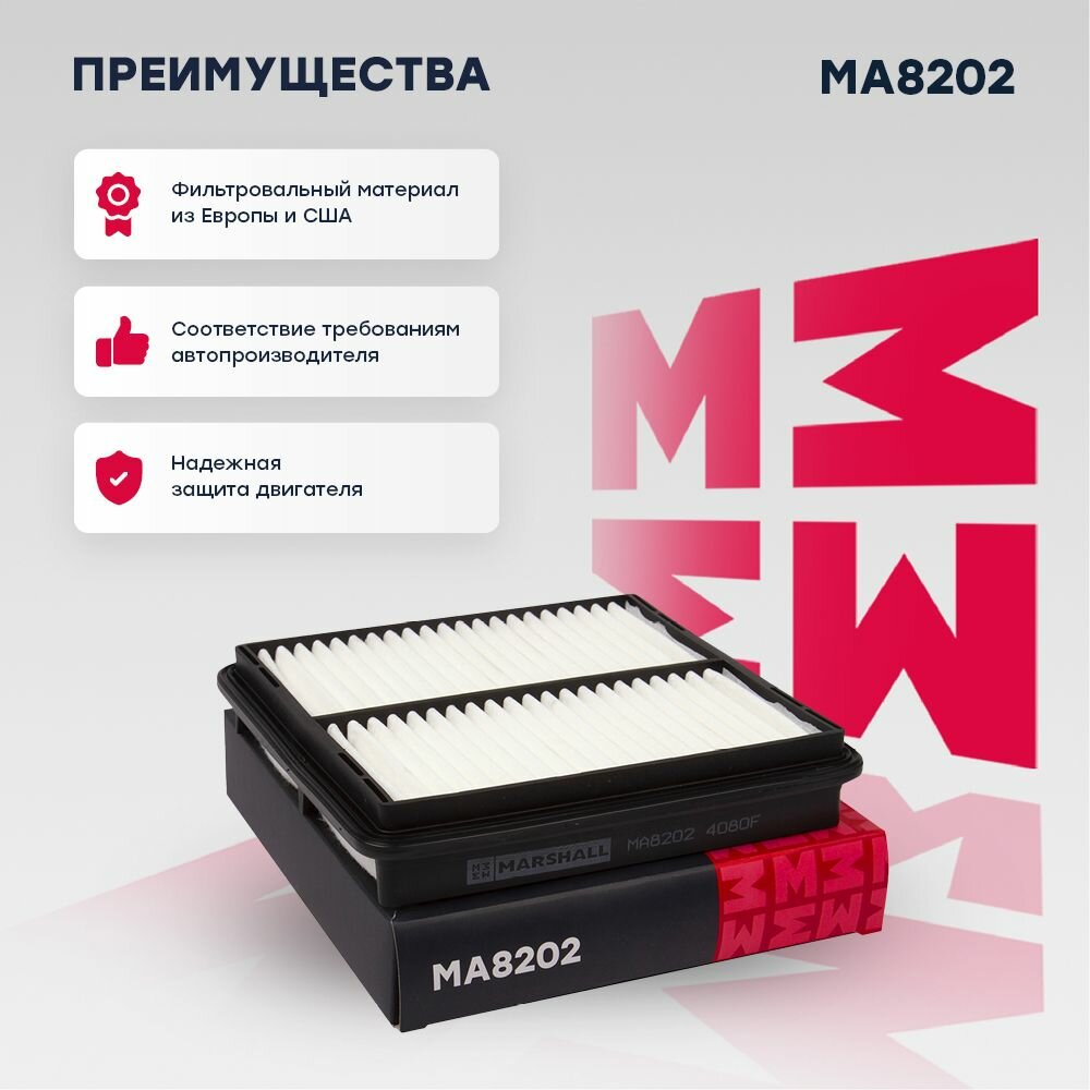 MARSHALL фильтр воздушный CHEVROLET LANOS 97- DAEWOO NEXIA 08- MA8202