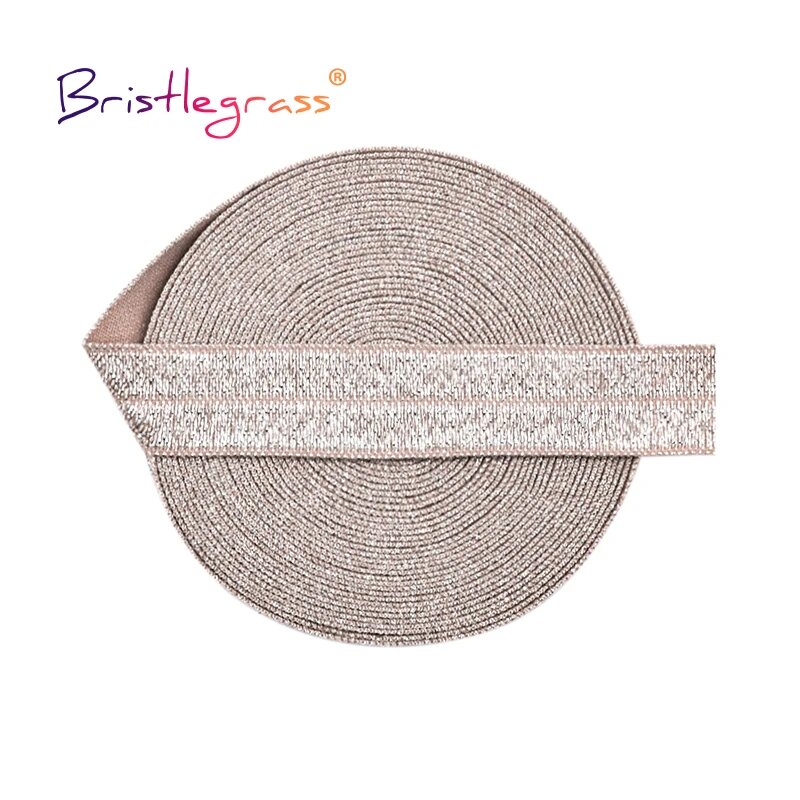 Эластичная лента Bristlegrass бежевая с блестками, 5 Yards, 15 мм