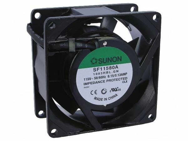 Вентилятор SUNON SF11580A1083HBL. GN осевой, 115 В AC, 80 x 80 x 38 мм, 52(+-7%) куб. м/ч, 36,5 дБА, 1 шт