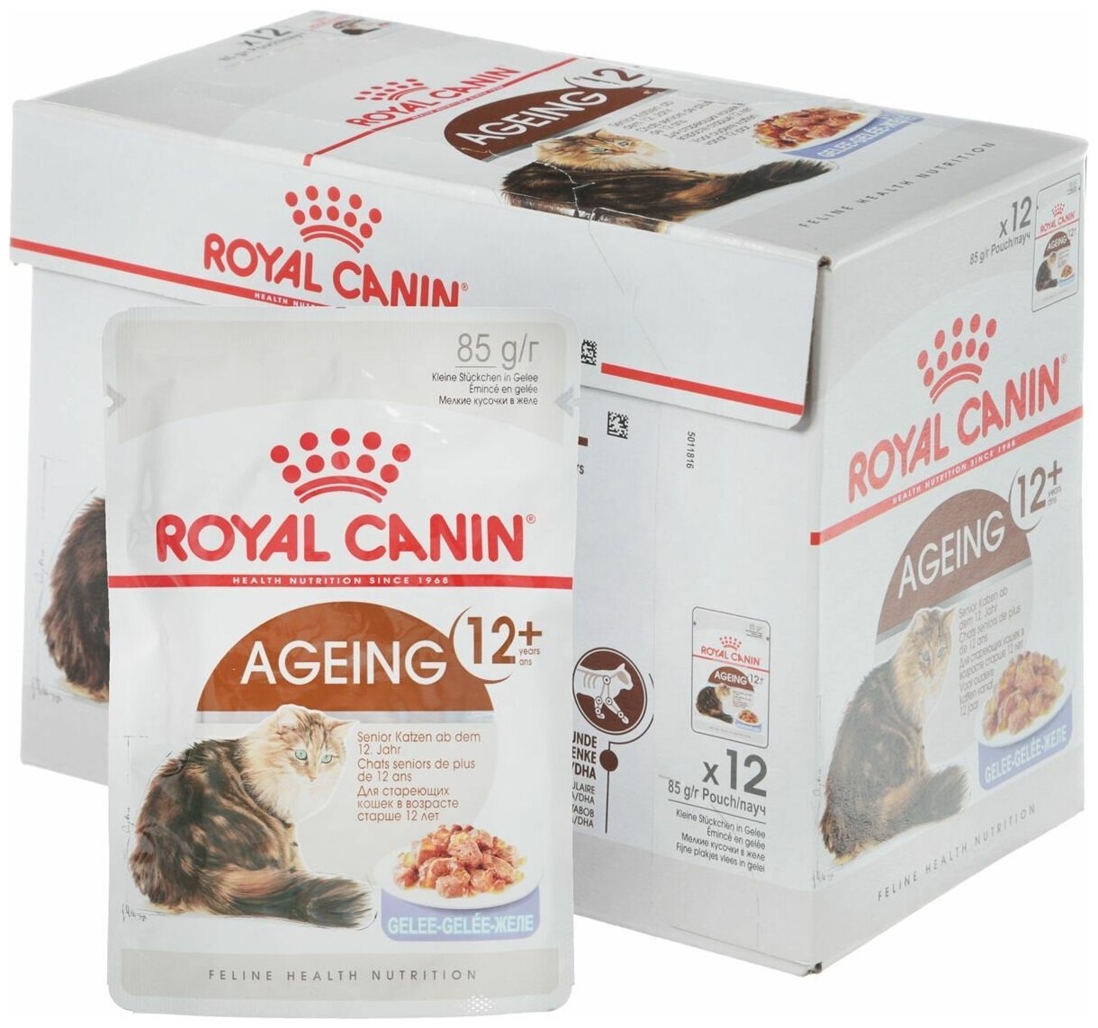 Корм влажный для пожилых кошек Royal Canin Ageing 12+ кусочки в желе, 12х85 г