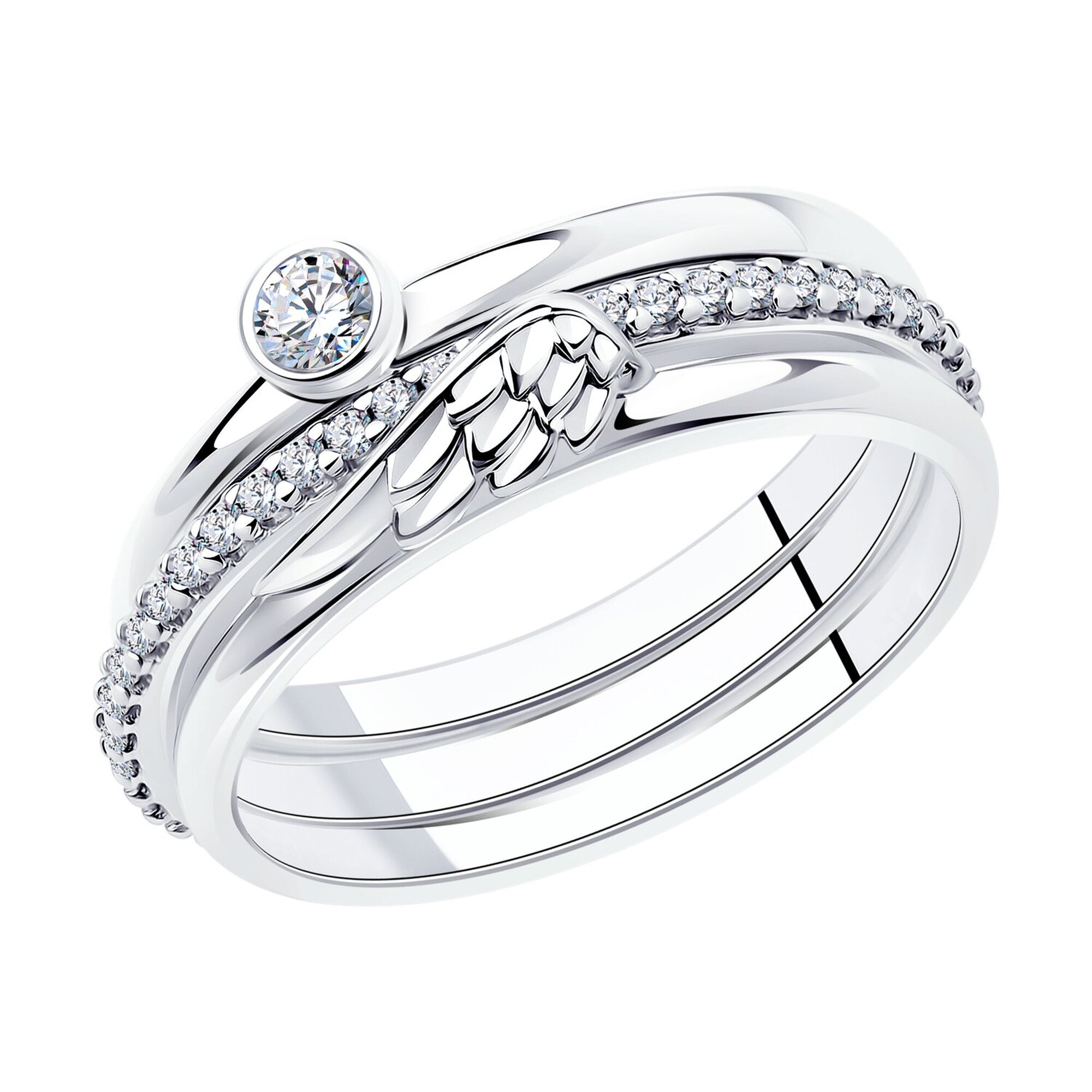 Кольцо дорожка, серебро, 925 проба, родирование, фианит