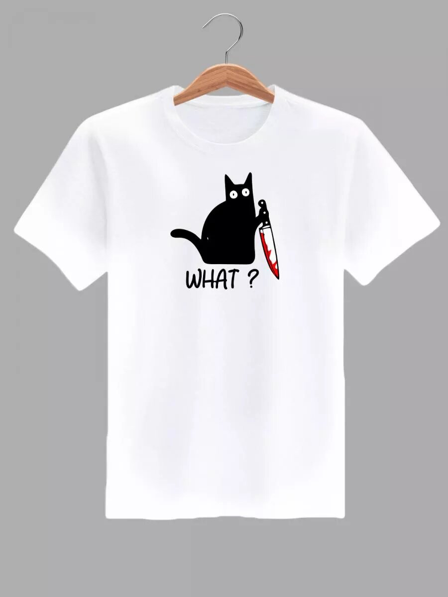 Футболка кот с ножом