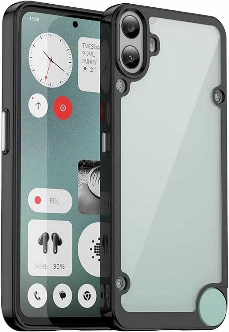 Чехол на Nothing CMF Phone 1 пластиковый с силиконовой окантовкой чёрный
