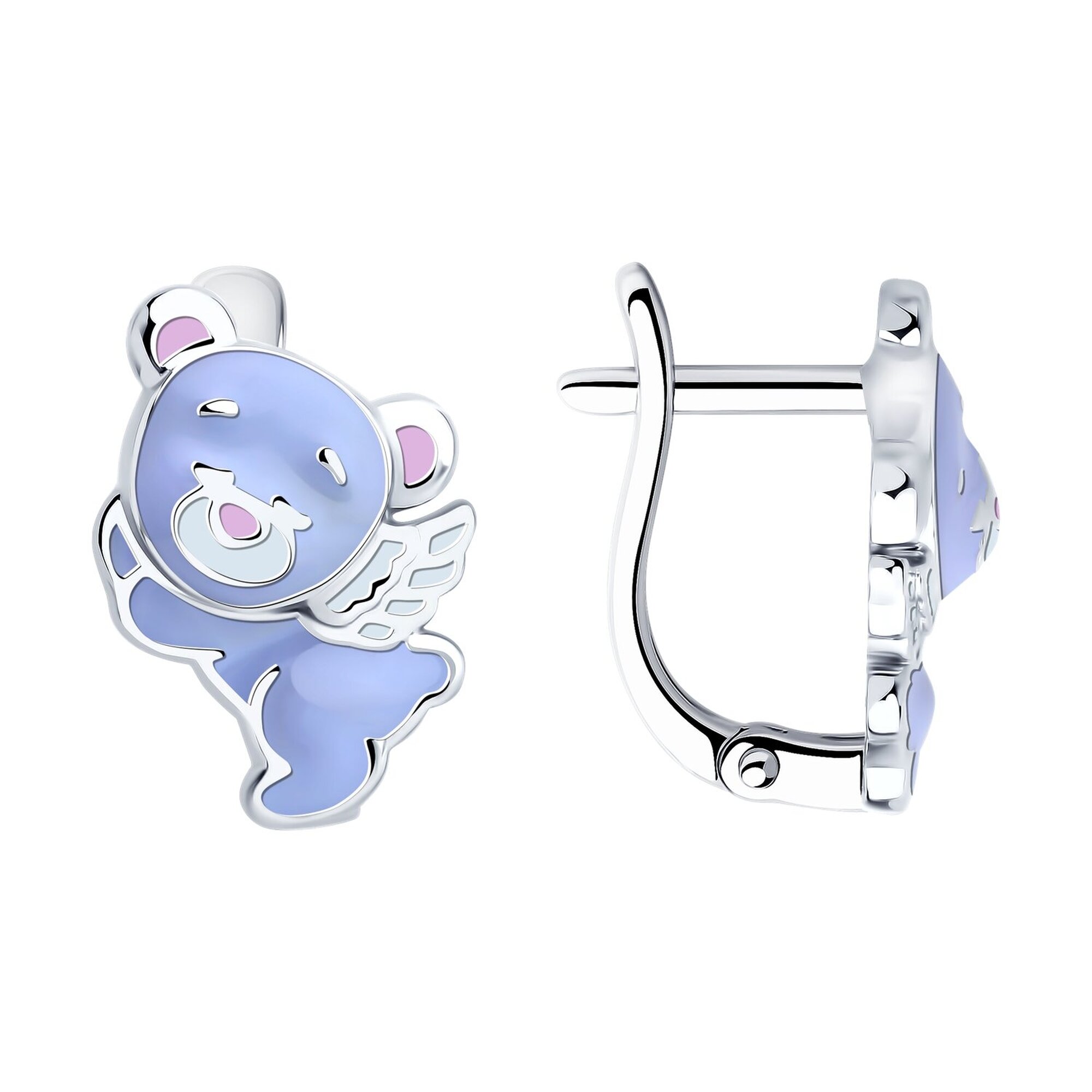 Серьги, серебро, 925 проба, родирование, эмаль