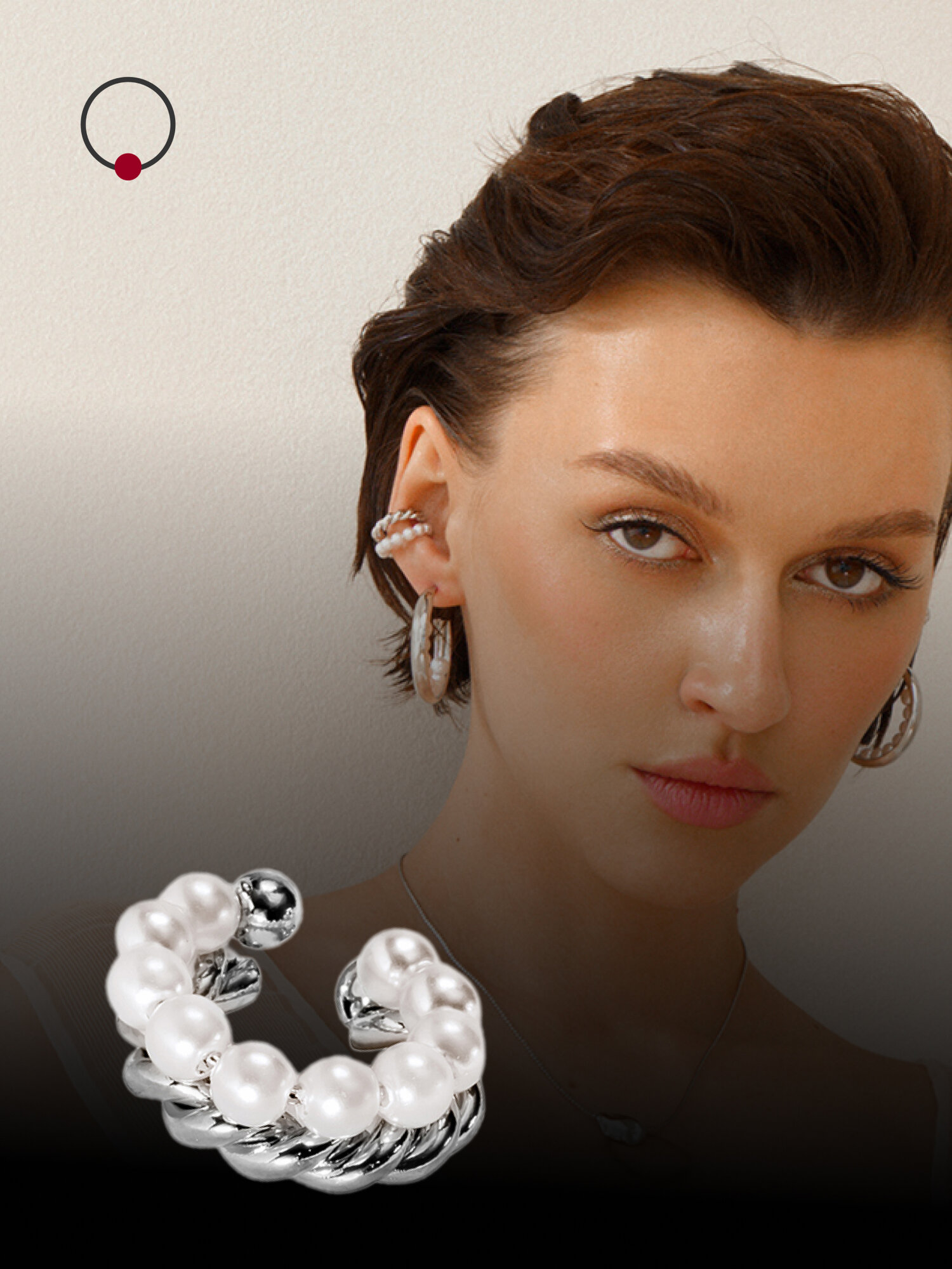 Моносерьга кафф, жемчуг имитация