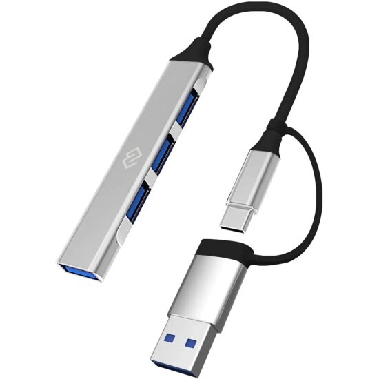 Разветвитель USB-C+ USB-A Digma DHUB-4USB-AC-2.0 4порт. черный