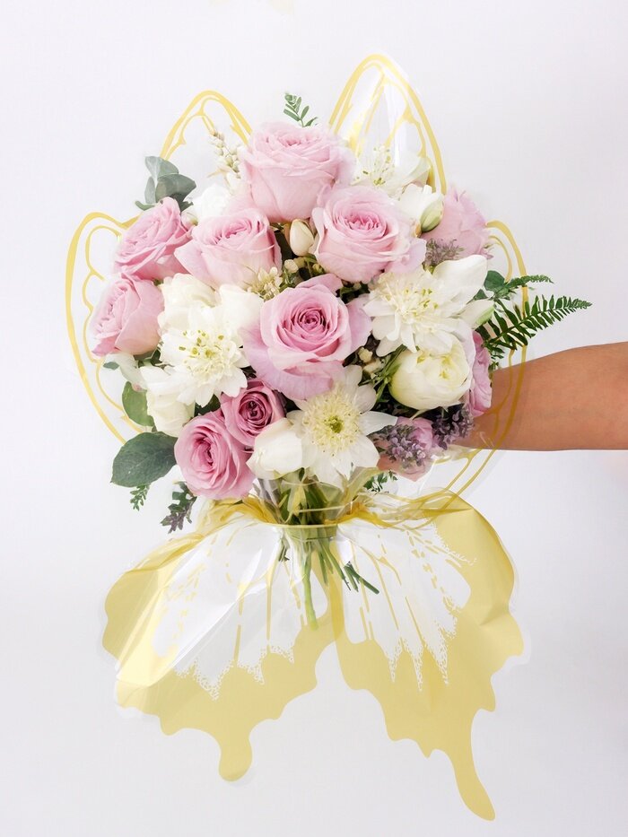 Декор флористический для букетов, «Крылья бабочки», золотая, 50×56 см