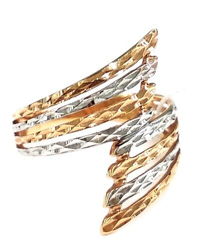 Кольцо на фалангу, комбинированное золото, 585 проба, родирование