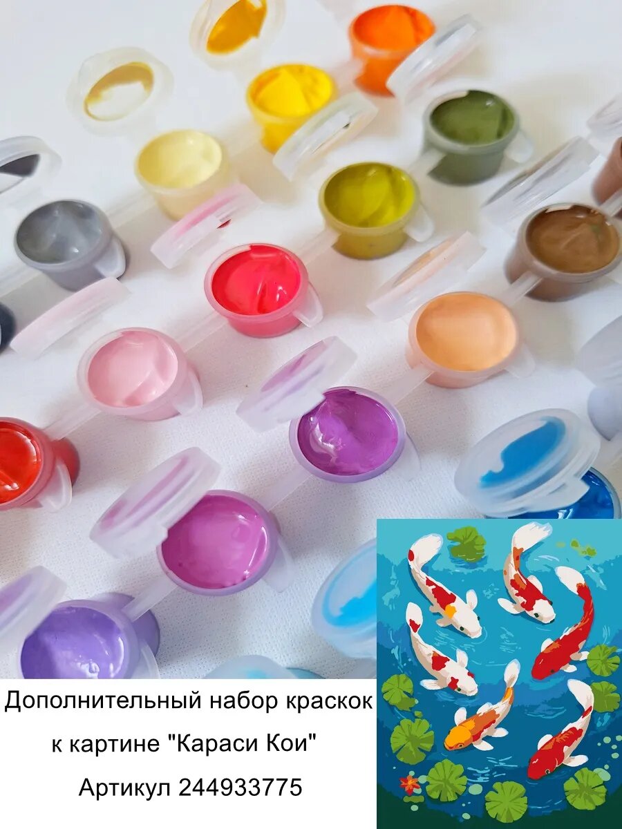 Набор красок для картины по номерам "Караси Кои"