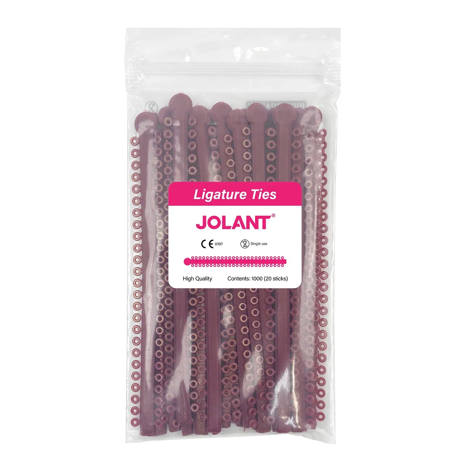 JOLANT Лигатурные стяжки для брекетов, Maroon, 20 шт