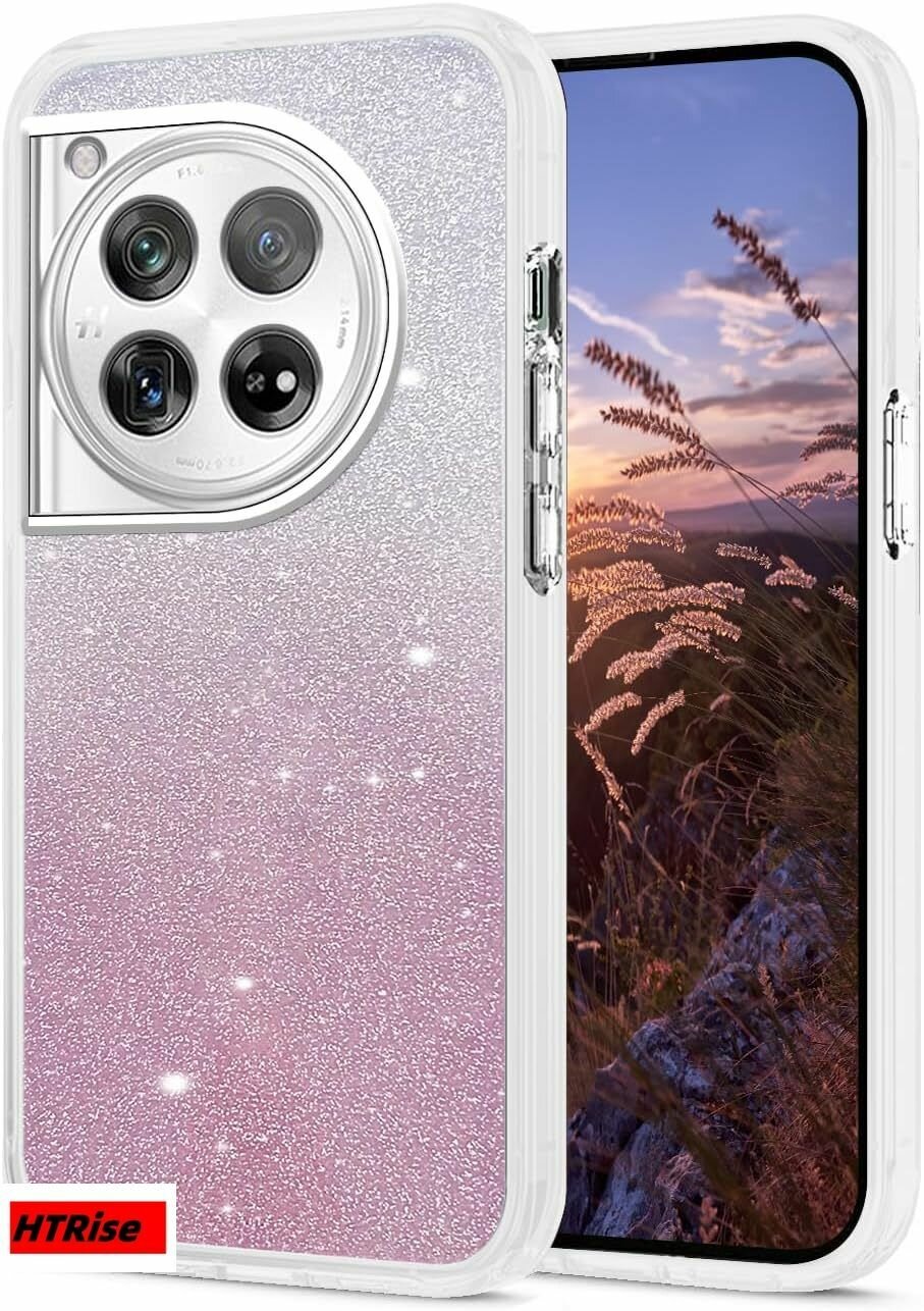 Чехол на OnePlus 12 (Ван Плюс 12, Оне Плас 12) прозрачный противоударный силиконовый чехол, блестками, с Защитное стекло на камеру(белый)