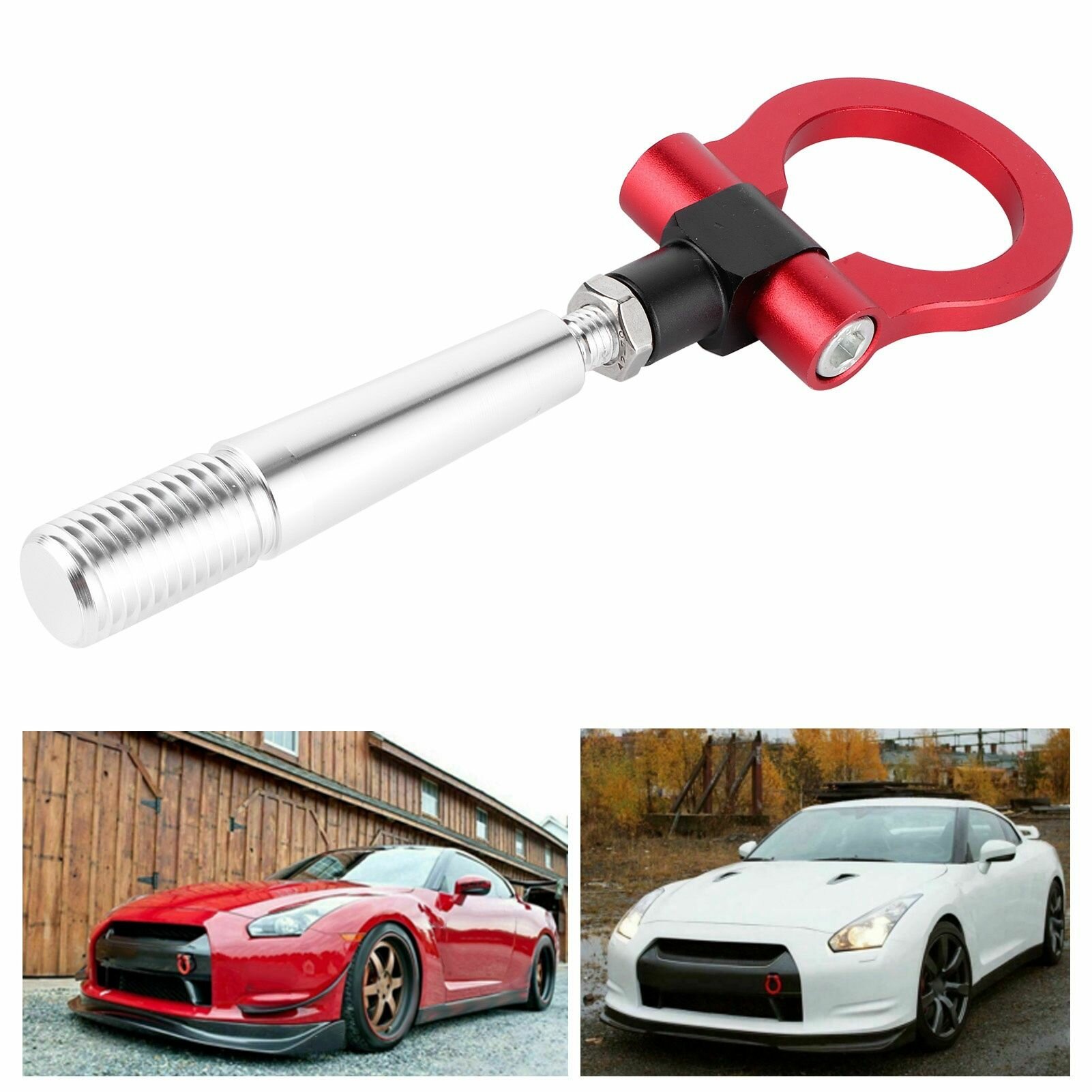 Буксировочный крюк (красный) для Nissan GT-R R35, 370Z, Juke и Infiniti G37/Q60, FX35/45/50, QX70, резьба M24x3