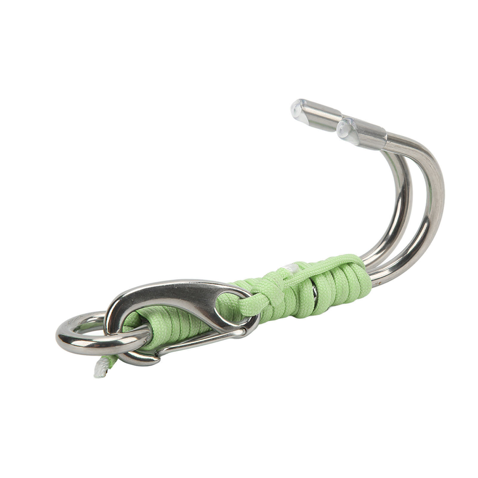 Крюк для дайвинга Scuba Diving Double Dual из нержавеющей стали 316 с светящейся линией для аксессуаров для пещерного дайвинга Светло-зеленый, 7 жилы, диаметр провода 3мм, вес 124гр, 1 шт