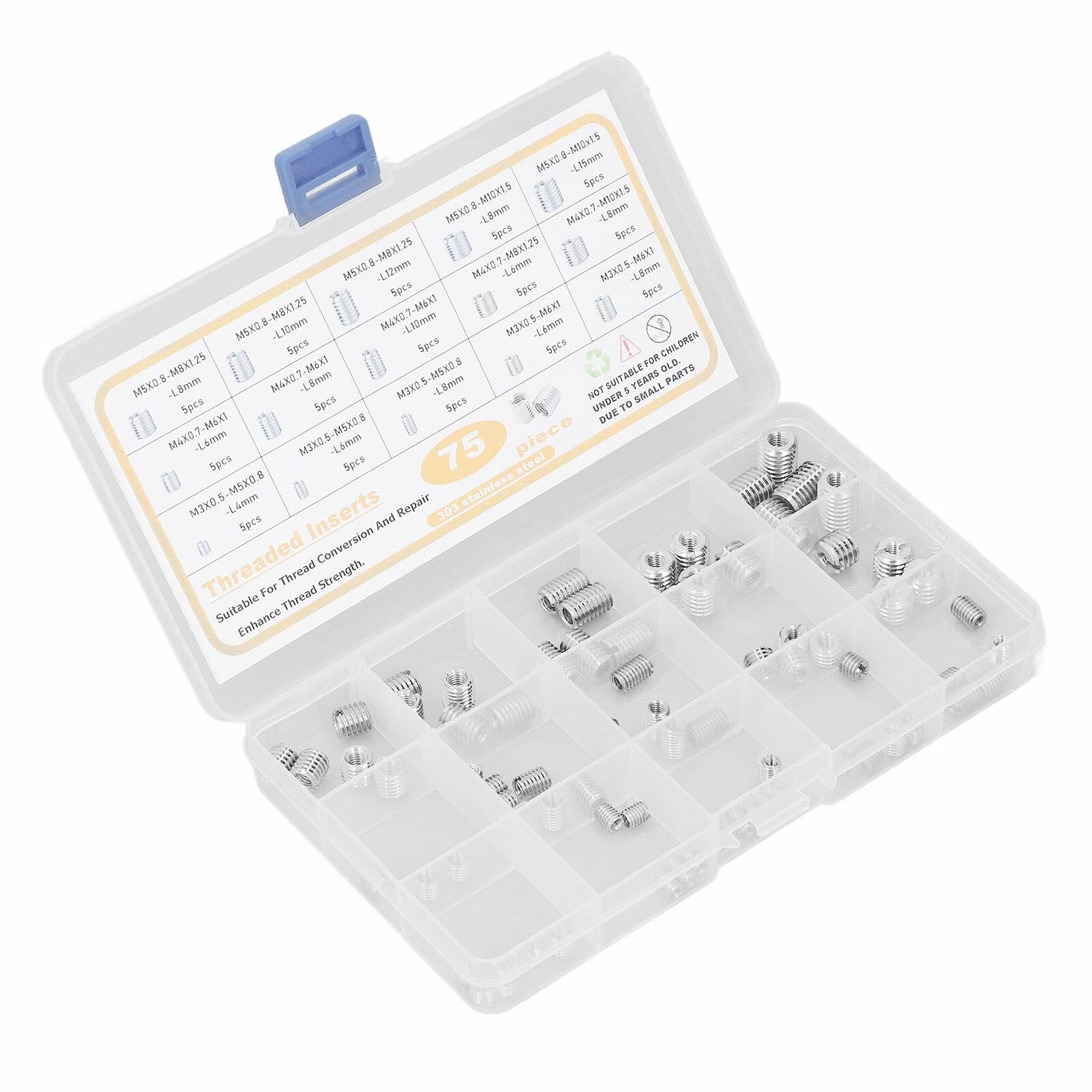 Набор гайки с внутренней резьбой из нержавеющей стали 75 шт. M3 M4 M5, надежные, износостойкие, высокой твердости