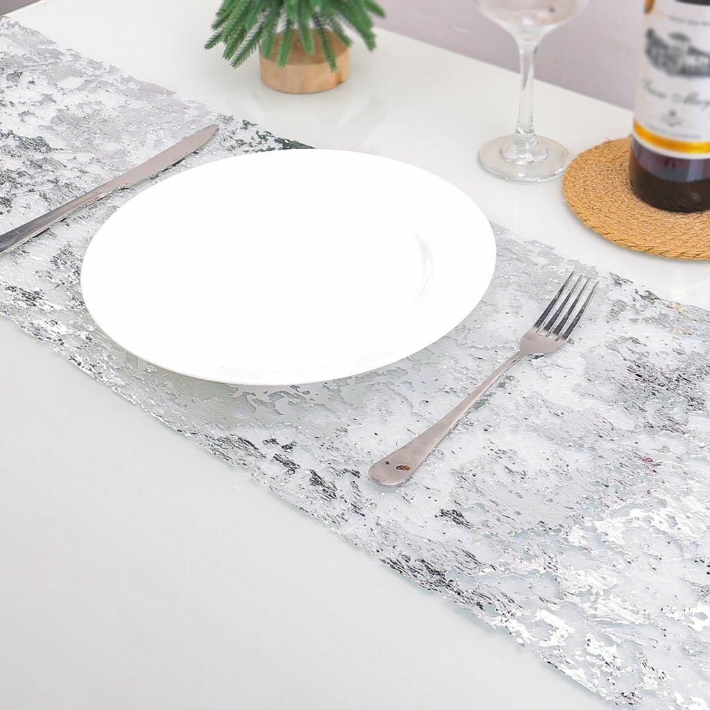 Украшение вечеринки, Серебряная сетка для праздничного стола - 2.75 метра