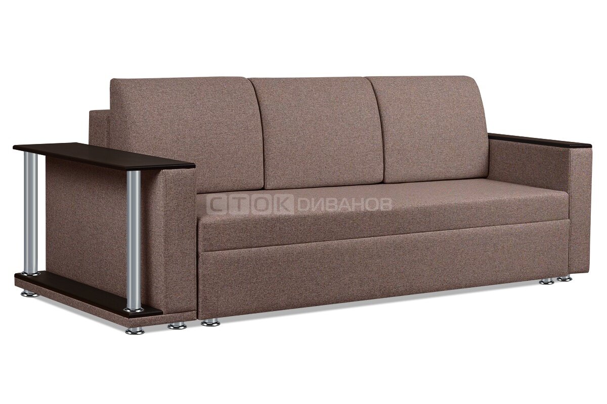 Диван Сток Диванов Малибу-2, коричневый, рогожка, 250 см, механизм еврокнижка