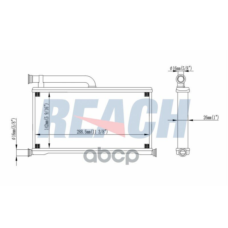 Радиатор отопителя AUDI A6 04- REACH арт. 1.18.12365