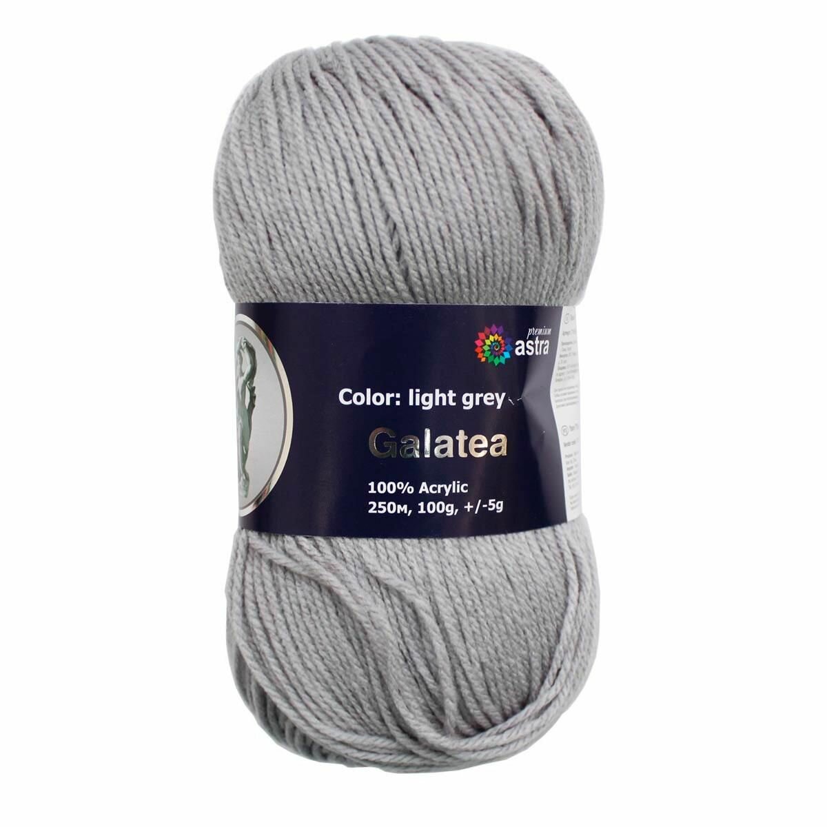 Пряжа Astra Premium "Галатея", 100 гр 250 м, 100% акрил, 16 светло-серый, 3 шт
