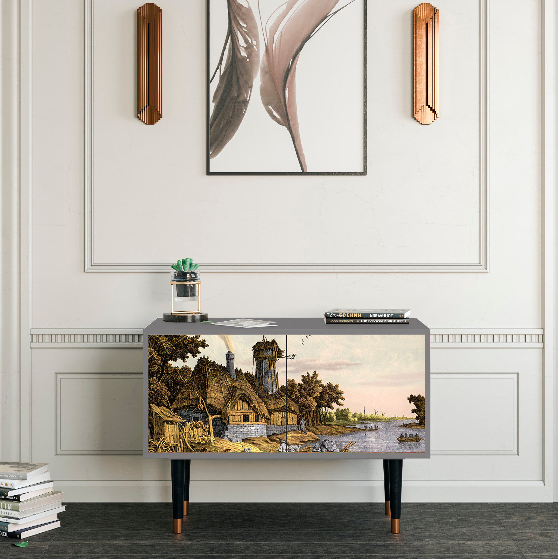 Комод - STORYZ - S1 Mill along a River by Jonas Zeuner, Размер - 94 x 69 x 48 см, Цвет корпуса - , Серый