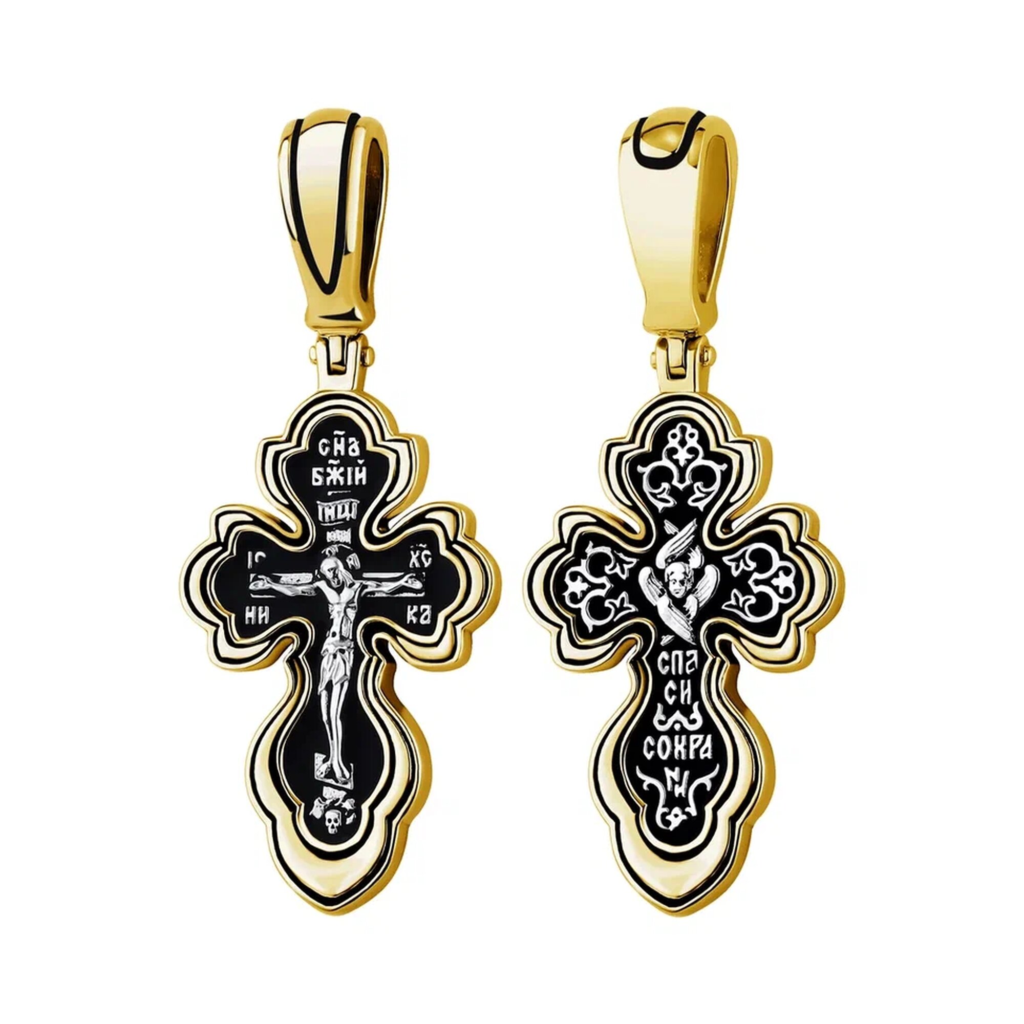 Крестик, серебро, 925 проба, золочение