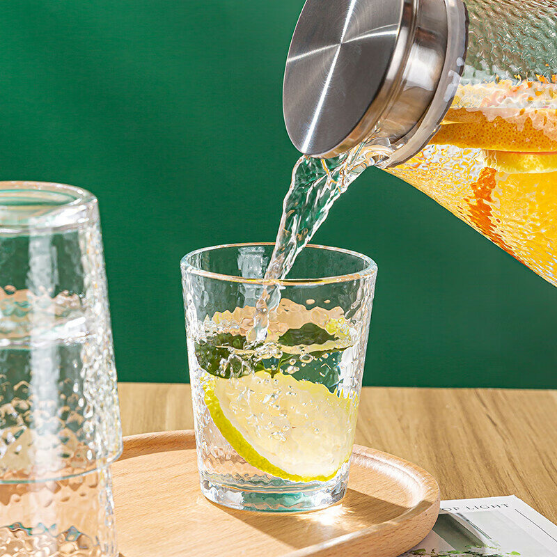 Green Apple Lead-Free Glass Cups, Water Cups, Tea Cups, Beverage Cups, Milk Cups, Juice Cups, 265ML, Set of 6