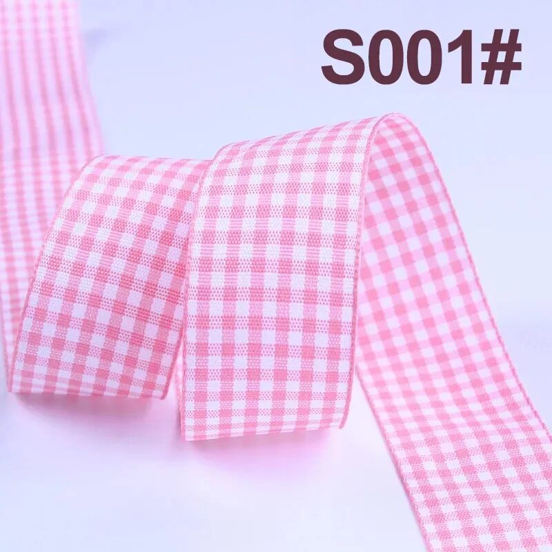 Клетчатая репсовая лента Lucky Bay 5 ярдов Розовый, S001, 10mm