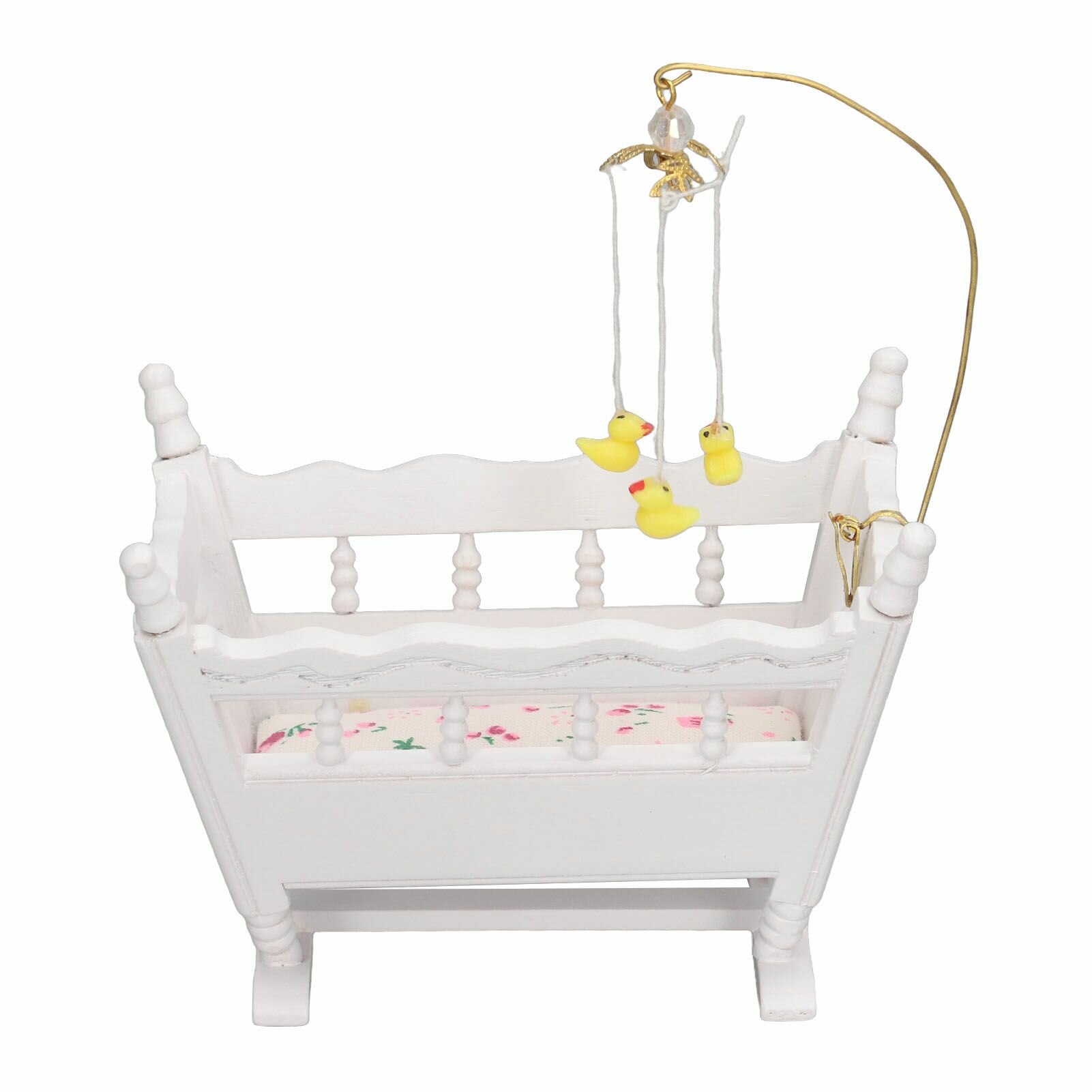 Миниатюрная деревянная детская кроватка для кукольного домика в масштабе 1:12, высокая имитация, декоративная, для украшения кукольного домика, миниатюрная мебель для малышей