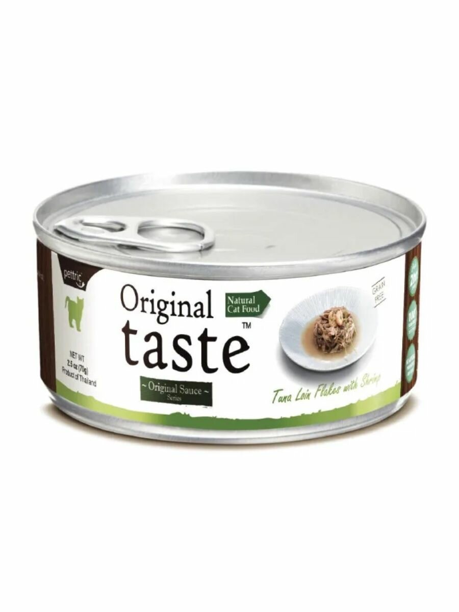 Pettric Original Taste Влажный корм для кошек, ломтики филе тунца с креветками в соусе - 24 шт* 70 г