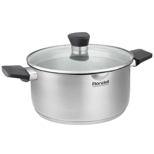 Кастрюля Rondell Strike Grey Ultra 4.8 л, 24 см, с крышкой, стальной (RDS-1949)