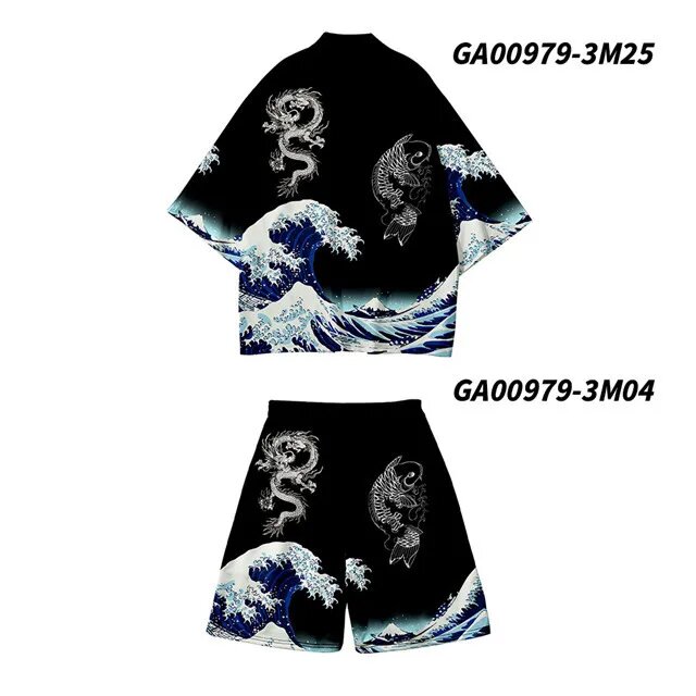 Костюм-кимоно Нifineo с принтом дракона, полиэстер, мужской/женский XL, hftz-114