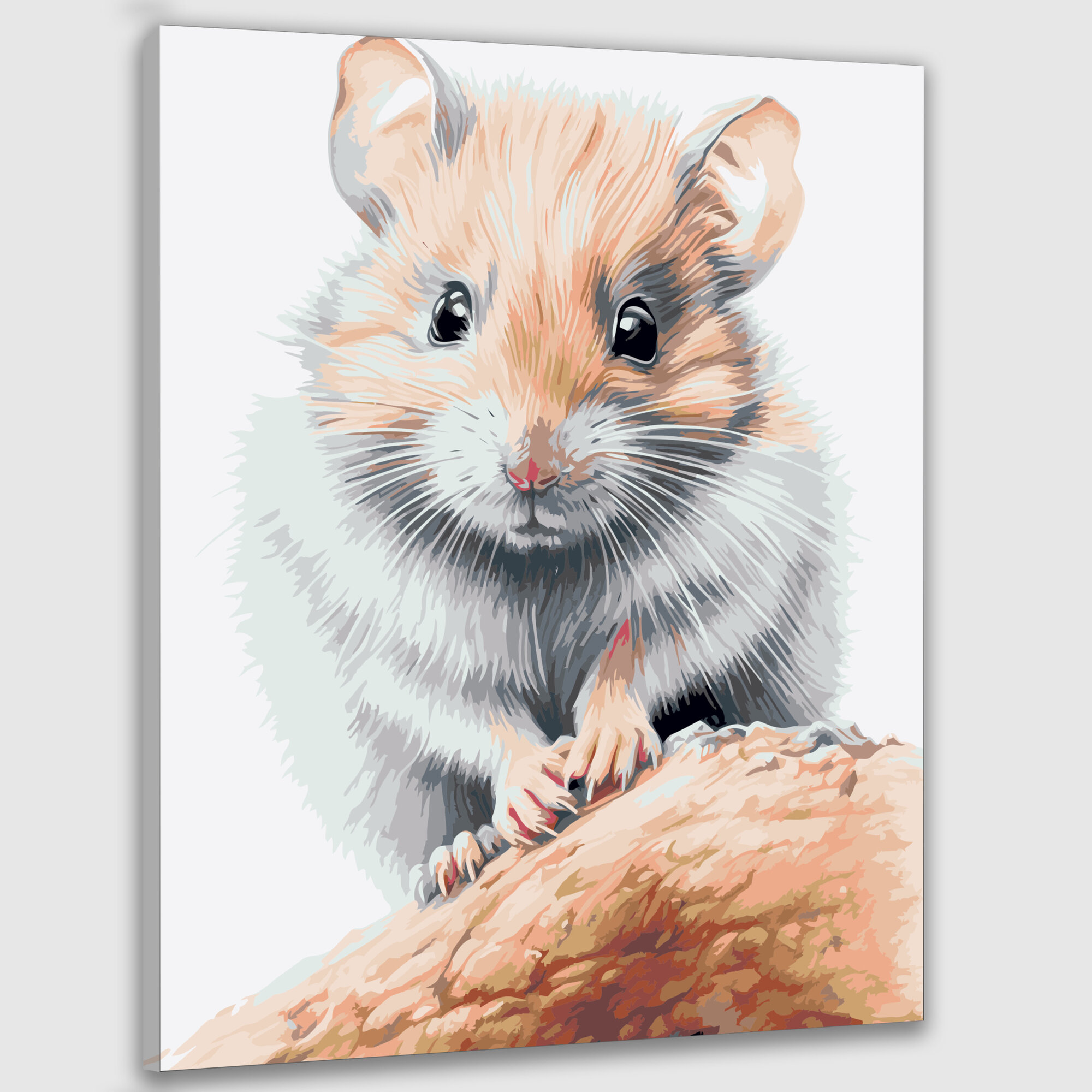 Картина по номерам 40x50 см, карандашный набросок, хомячок, холст, текстура меха, выражение глаз