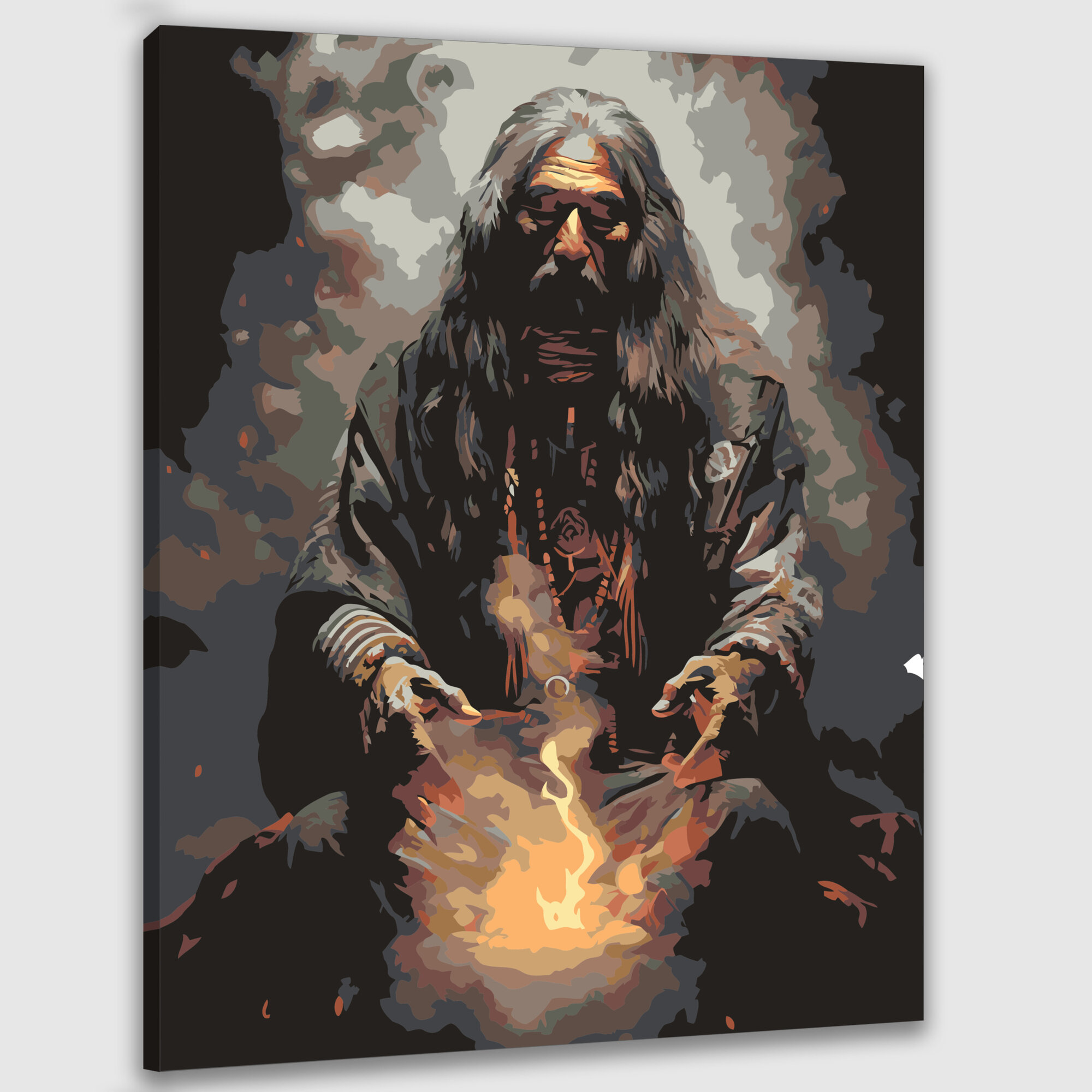 Картина по номерам 40x50 см, шаман, мистика, сны, дым, символы, реальность, мудрость, видения