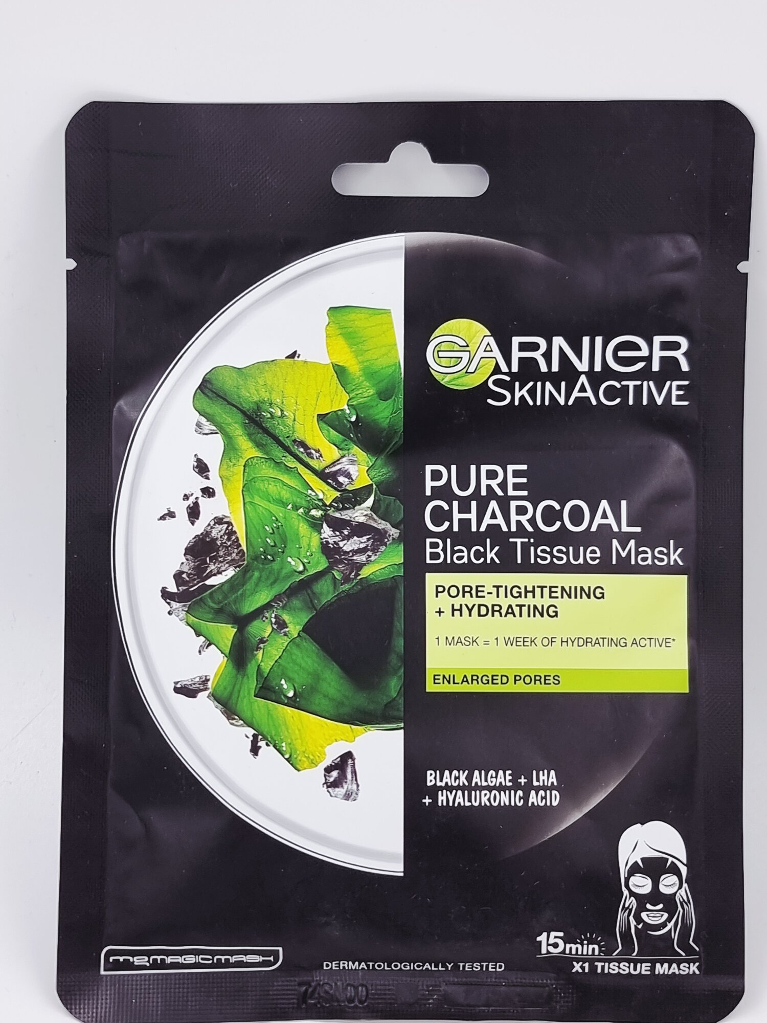 Garnier Маска Pure Charcoal с водорослями, гиалуроновой кислотой, LHA, сужает поры и увлажняет, 28 г