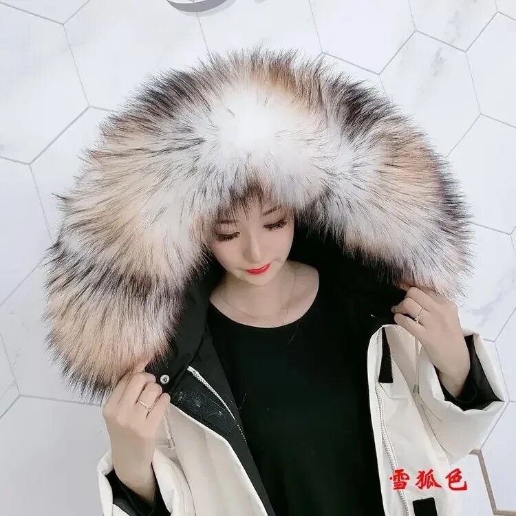 Женщины фальшивый мех воротник большой пушистый мужчины женщины мех шарф зима белый коричневый черный украшение,1,180, искусственный мех, полиэстер,18,90, светло-коричневый/белый, SKU01064