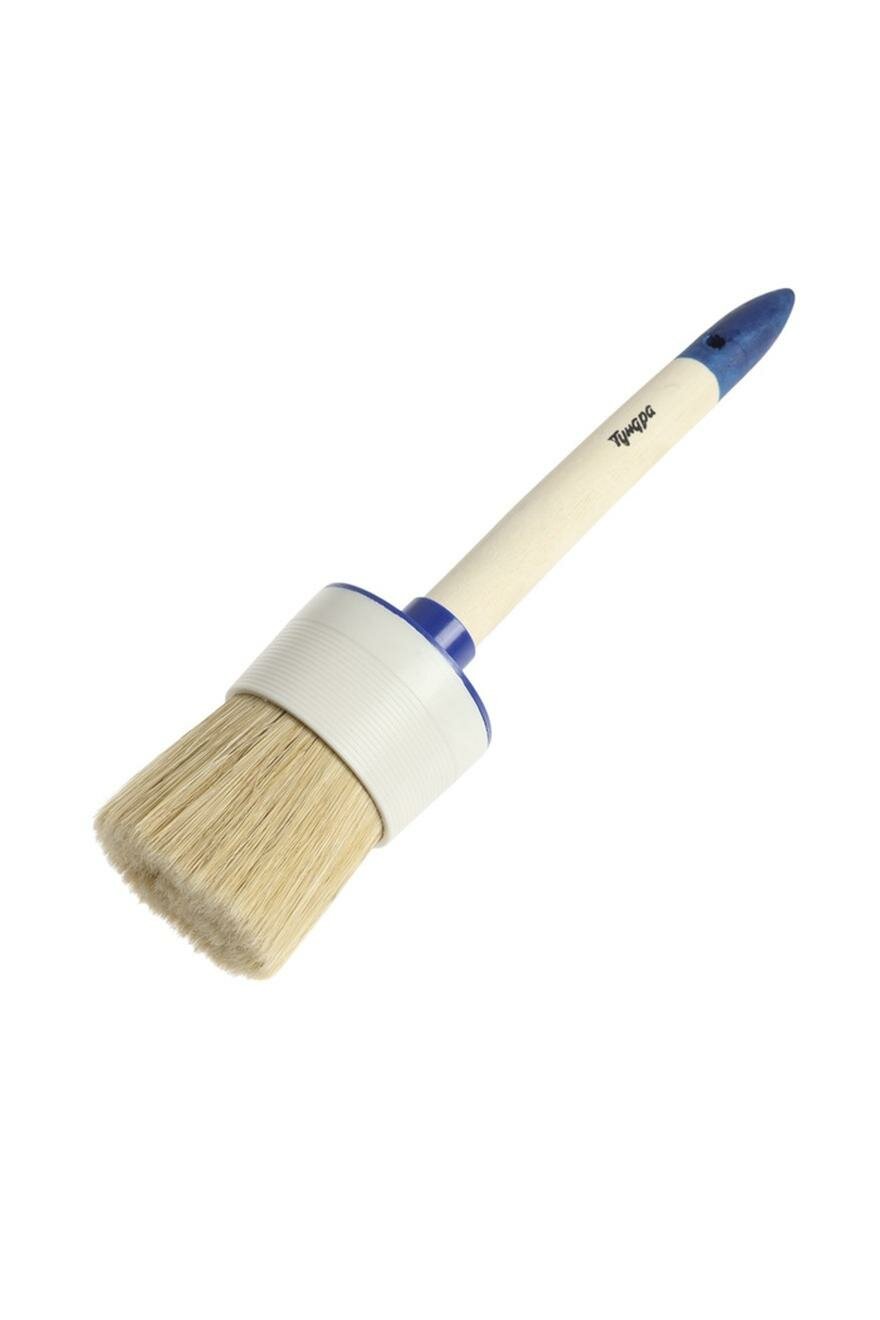 Кисть круглая тундра, натуральная щетина, деревянная рукоятка, №18, 60 мм