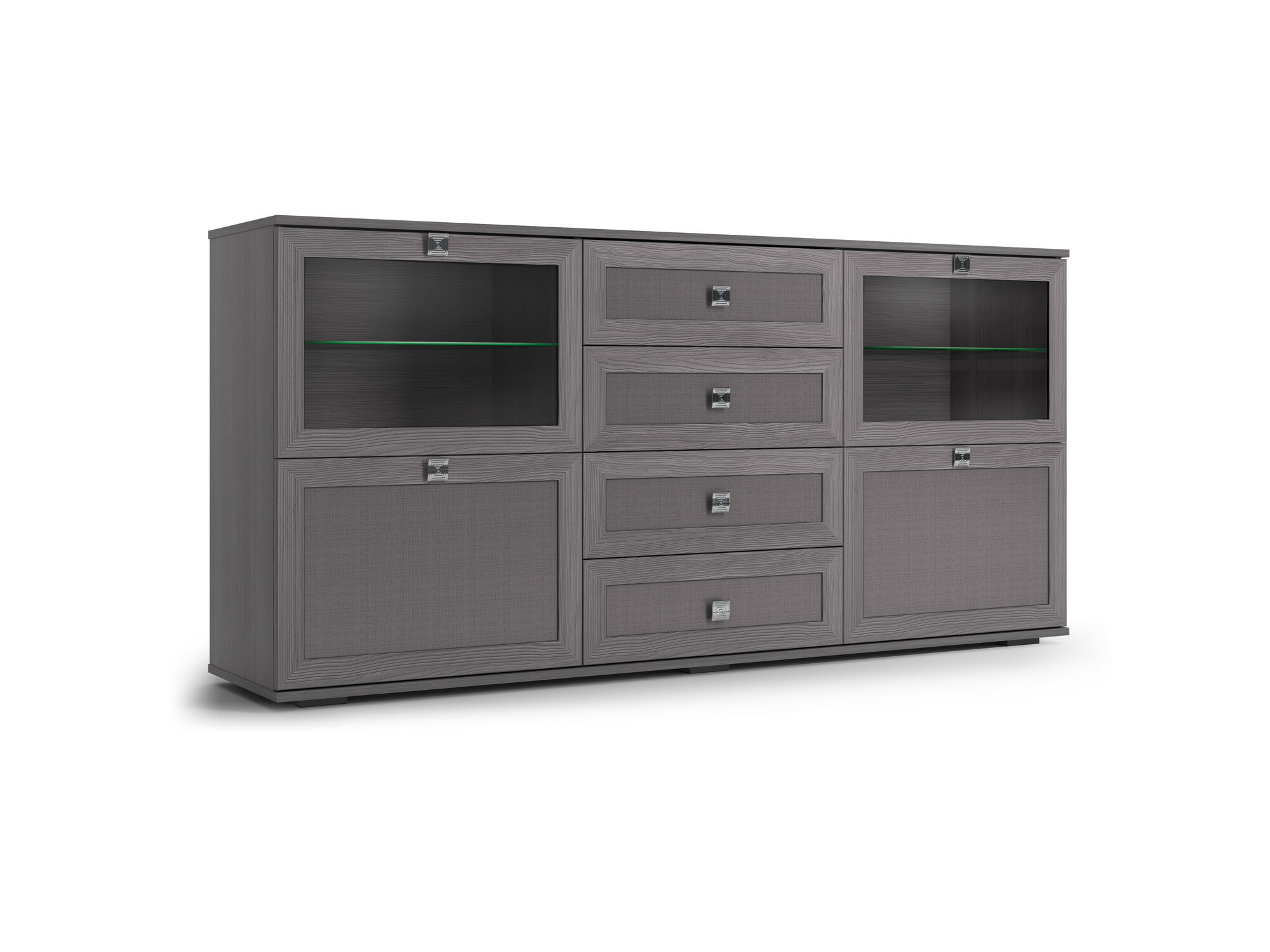 Комод с 4-мя ящиками и 4-мя дверьми, современный, лиственница темная