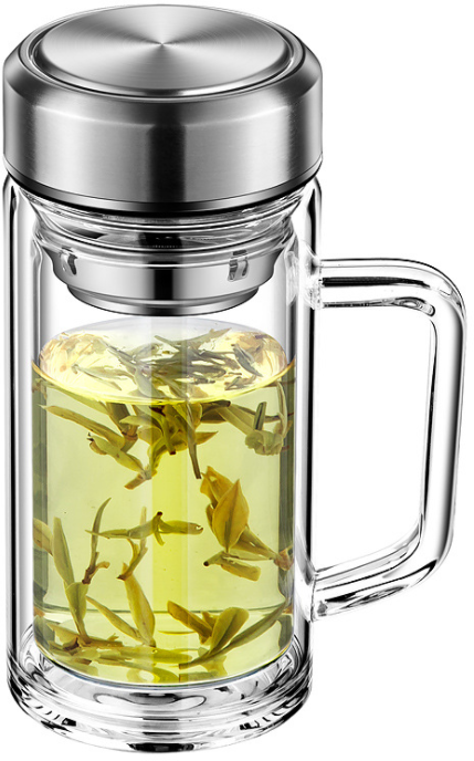 Двухслойная стеклянная чашка MyPads термос из высоко боросиликатного стекла с утолщенной теплоизоляцией M-BLB0022 элегантный и практичный подарок для любимого мужа, сына, брата, отца, друга на День Рождение, Новый год или 23 февраля