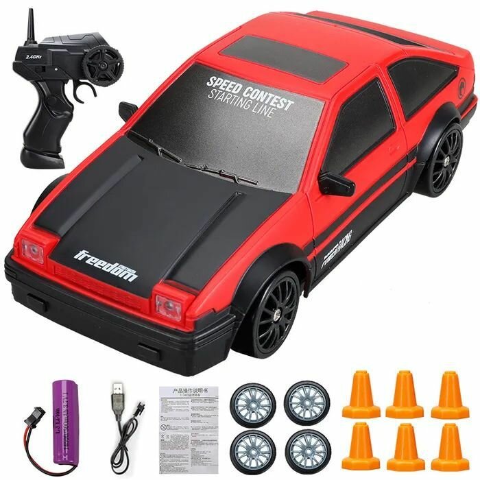 Мощный 4-колесный привод RC drift car toy 2.4G быстрый дрифт гоночный радиоуправляемая модель игры AE86F8 автомобильная игрушка