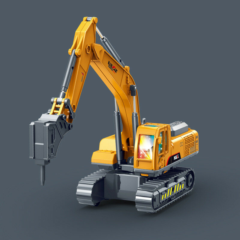 Kids engineering vehicle model with music lights and movable parts for handeye coordination drilling rig