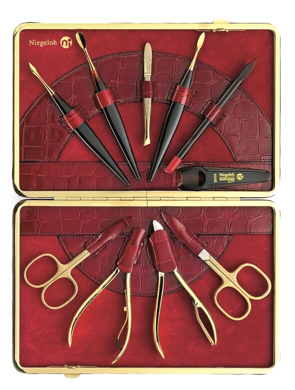 Маникюрный набор из 10 предметов серии Kroko ROT XL Niegeloh Solingen 89571