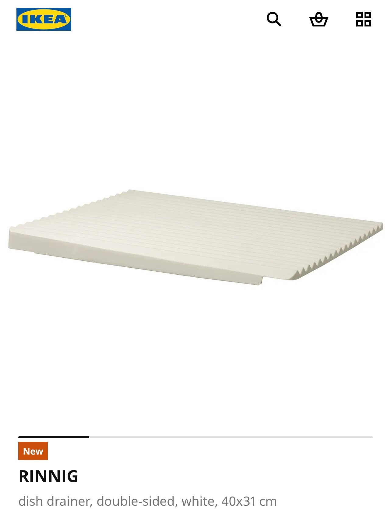Лоток для сушки посуды RINNIG IKEA, двухсторонний, белый, 40x31 см