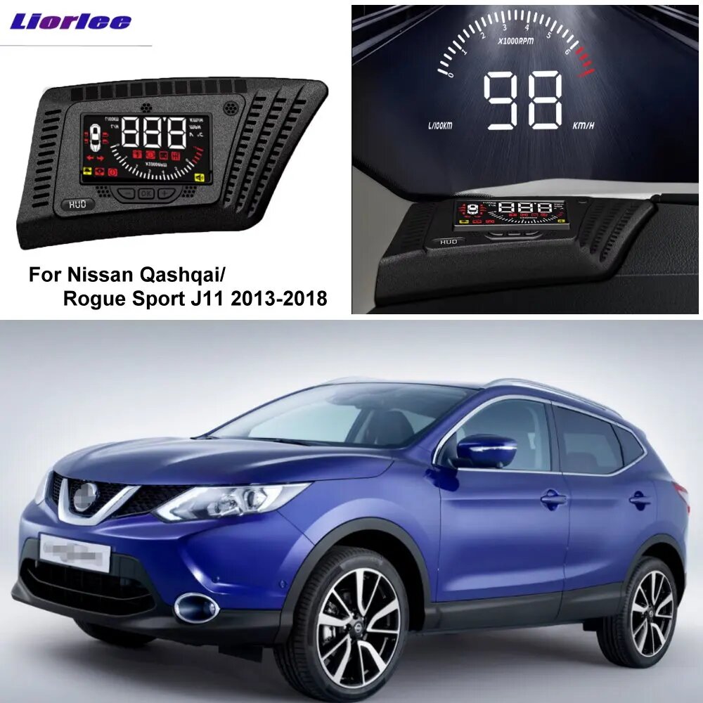Для Nissan Qashqai Rogue Sport J11 2013-2018 автомобильный проекционный дисплей светодиодный HUD проектор на лобовом стекле сигнализация скорости и температуры воды напряжения