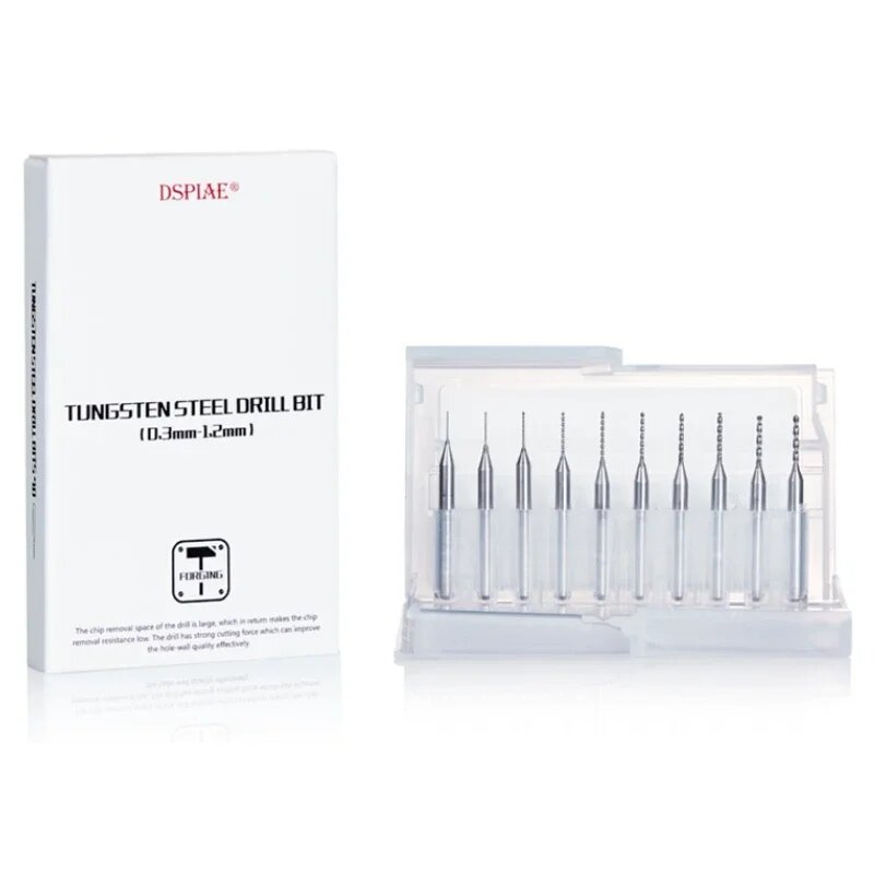 DSPIAE DB-03 Комбинированный набор сверл 0,3-1,2 мм, модельный инструмент, серебристый ручной инструмент, аксессуары для хобби, 10 шт./компл.