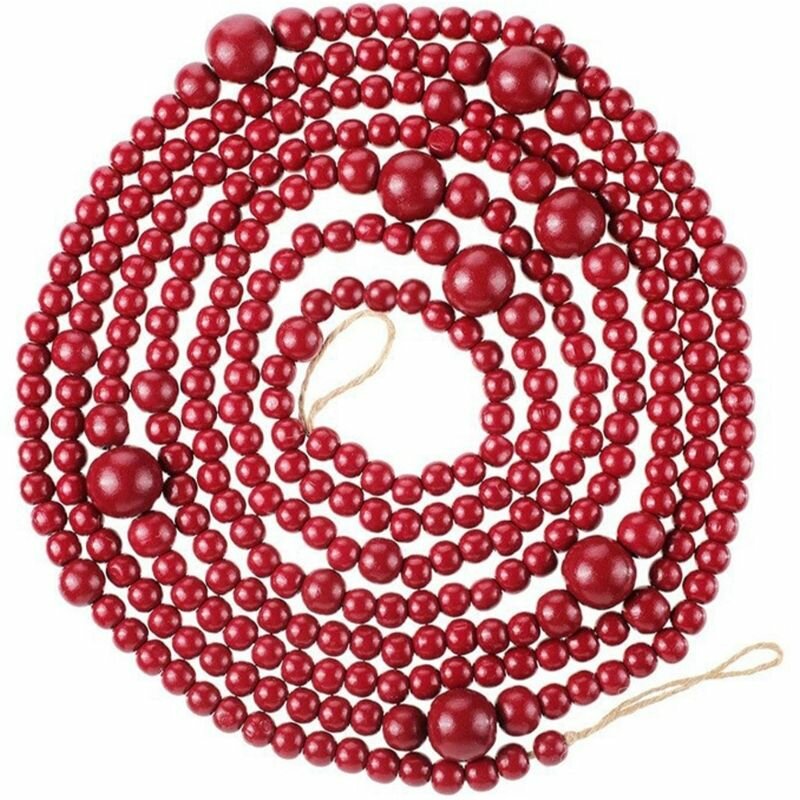 Деревянная гирлянда из бисера Рождественское украшение рождественской елки бисера-красный