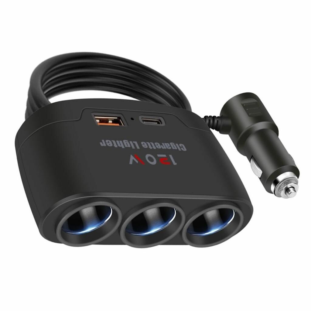 12V 24V быстрая зарядка для автомобильного регистратора камеры автомобильный адаптер PD + USB разъем 120W разветвитель прикуривателя