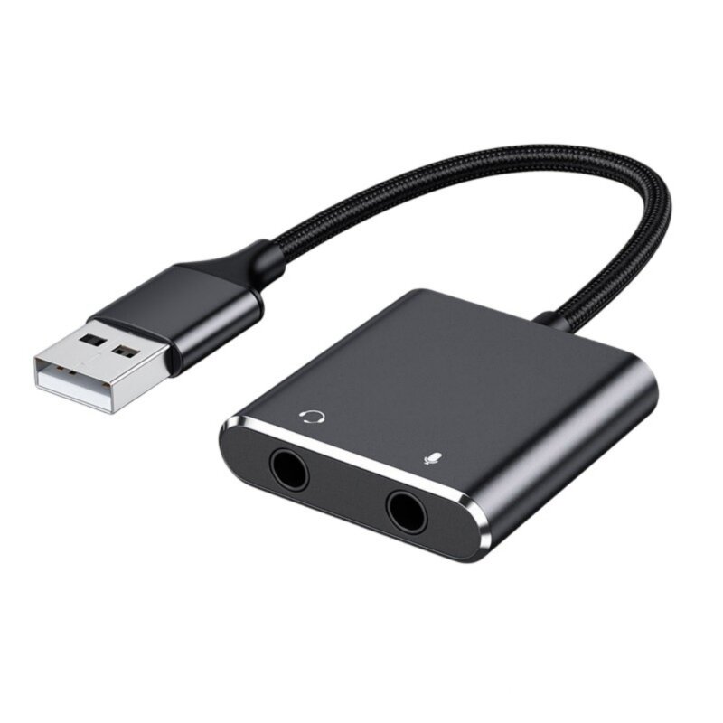 USB звуковой адаптер внешняя стерео карта с портом для наушников и микрофона 3.5 мм для ПК, телефона, ноутбука