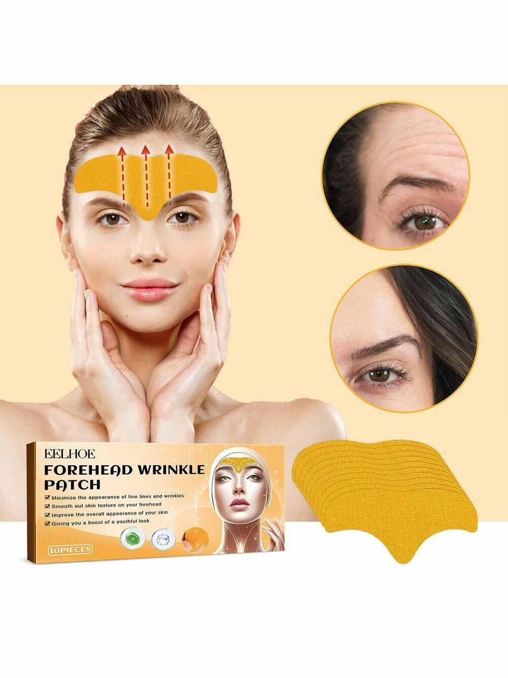 10шт Пластырь против морщин, Уменьшение мелких морщин, Подходит для лба, щека, и т. д.