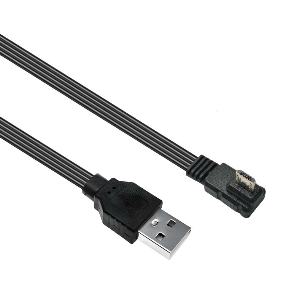 Плоский кабель для передачи данных USB-Micro USB-10 см-левый изгиб